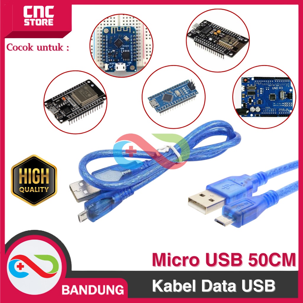 Jual KABEL DATA MICRO USB FOR NANO V3 BIRU 50CM CABLE DATA | Shopee ...