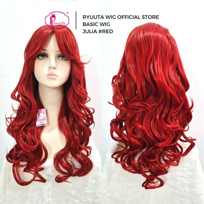 Jual Ryuuta Wig Basic Cap Gelombang Panjang Julia Red Merah 60 cm Mermaid | Shopee Indonesia