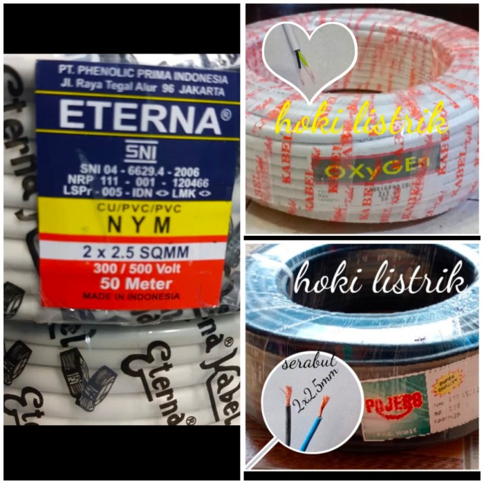 Jual KABEL NYM / HYY HYO 2X2.5 ETERNA OXYGEN PAJERO 50 METER / KABEL ISI 2 | Shopee Indonesia