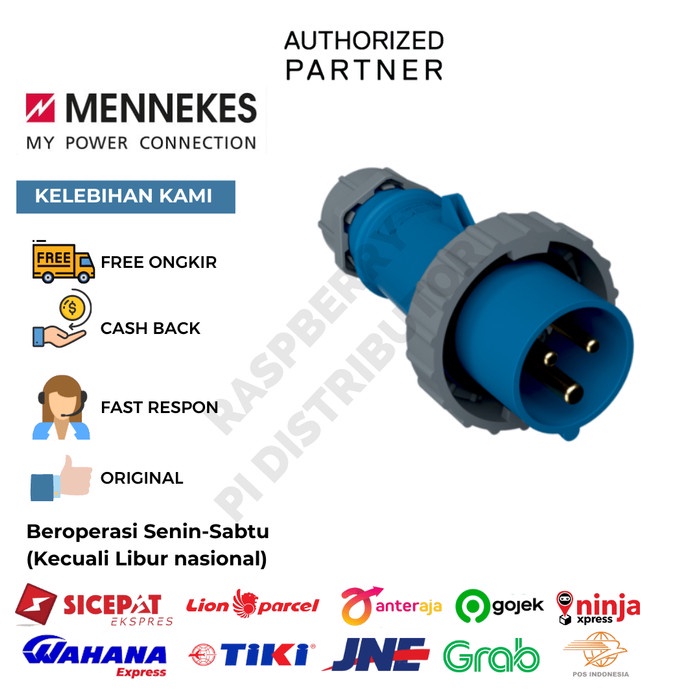 Jual MENNEKES 278 MOBILE Menekes plug am top 3 pin 2+E 16a ip67 - Biru ...