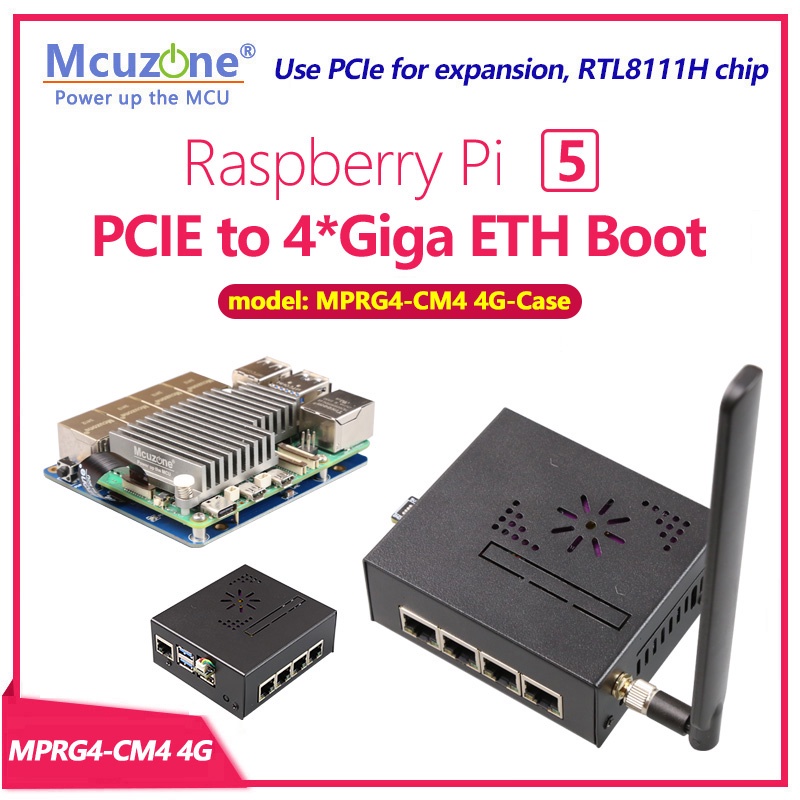 Jual LUXW MPRG4-CM4 4G mini and case, Raspberry Pi 5 PCIE to 4xGiga ...
