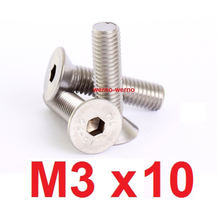 Jual Baut L Flat Head M3x10 Stainless Countersunk M3*10 3mm x 10mm Hex Bolt SS304 Sekrup Screw ...