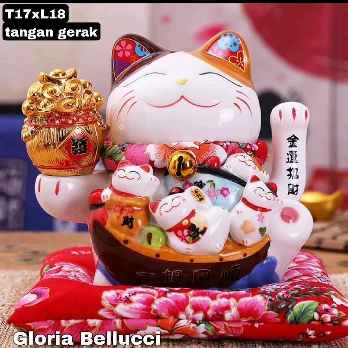 Jual pajangan maneki neko lucky cat jepang PREMIUM IMPORT kucing hoki ...