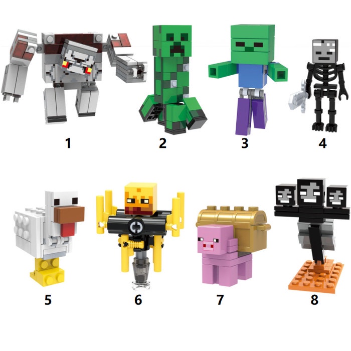 Jual Minecraft Golem Creeper Zombie Wither Skeleton Blaze Action Mini ...