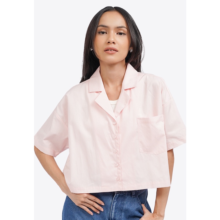 Jual COLORBOX Notch Collar Pocket Shirt Lt. Pink | Shopee Indonesia
