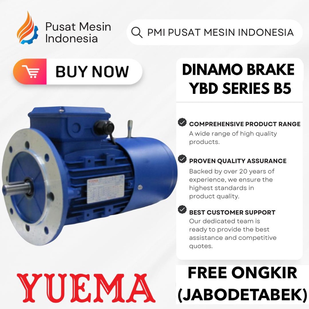 Jual BRAKE DINAMO MOTOR YUEMA YBD 4P 1,5KW 2HP 3PHASE 380V B5/ BRAKE ELECTRIC MOTOR/ DYNAMO ...