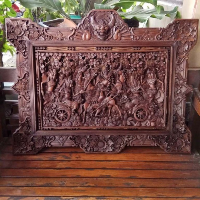 Jual Ukiran Seni Pandil Lukisan Ukir Kayu Bali Pahat Kereta Baratha ...