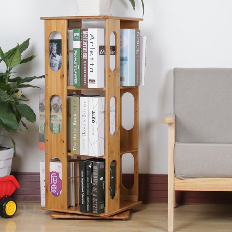 Jual Moveable Mini Rotating Bookcase Round Shelves Living Room Rotating ...