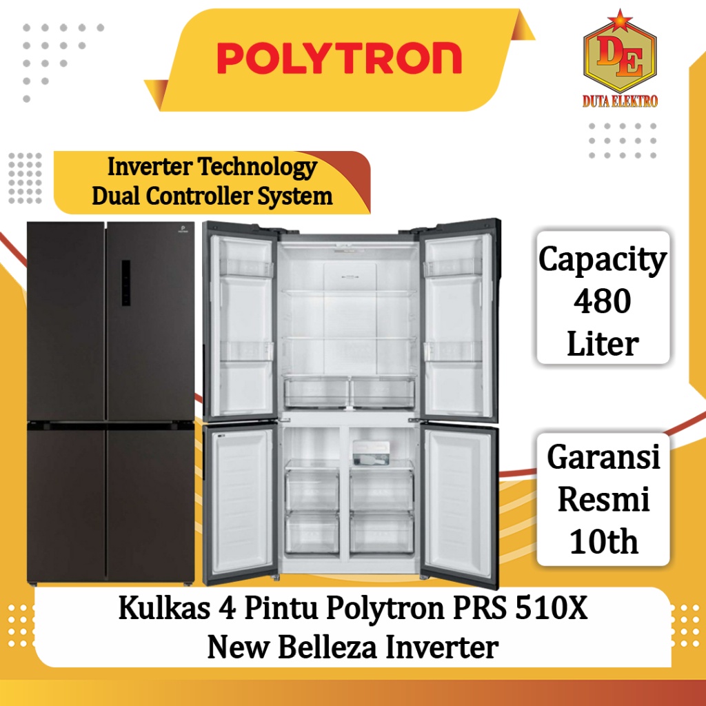 Jual Kulkas 4 Pintu Polytron PRS 510 X New Belleza Inverter | Shopee ...