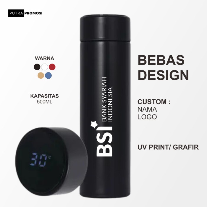Jual Tumbler CUSTOM Sakura LED Temperatur Termos Botol Stainless Steel ...