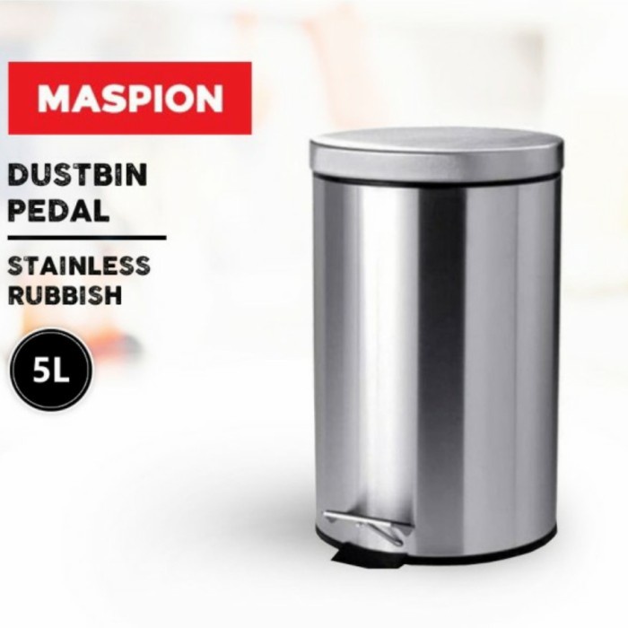Jual PREMIUM TEMPAT SAMPAH INJAK STAINLESS/TONG SAMPAH INJAK/MASPION DUSTBIN PEDAL | Shopee ...