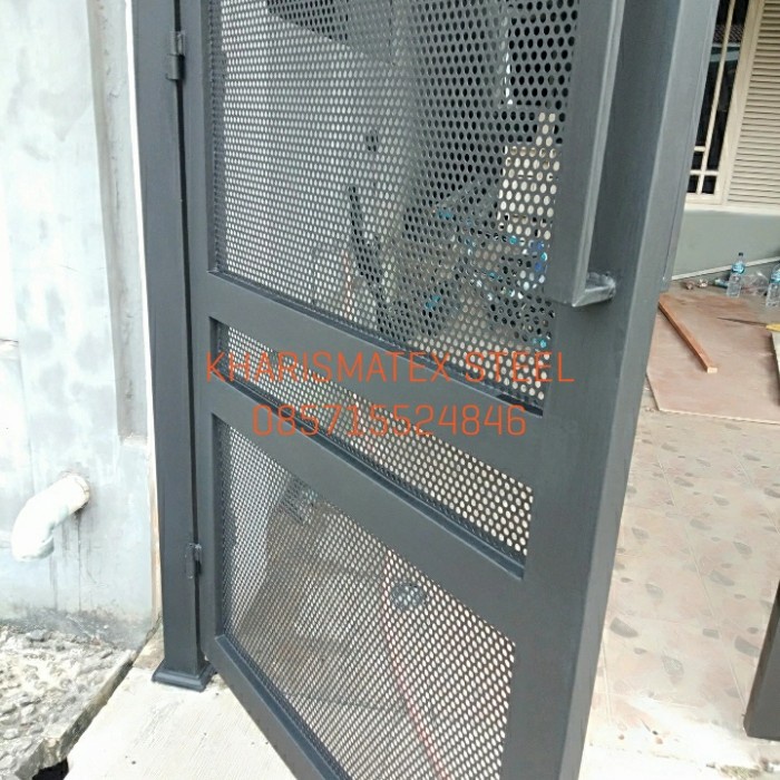 Jual PREMIUM pagar sliding besi galvanis plat perforated hitam | Shopee ...