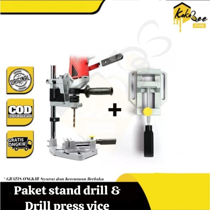 Jual Paket Stand Drill Dudukan Bor Tangan Dan Drill Press Vice Clamp ...