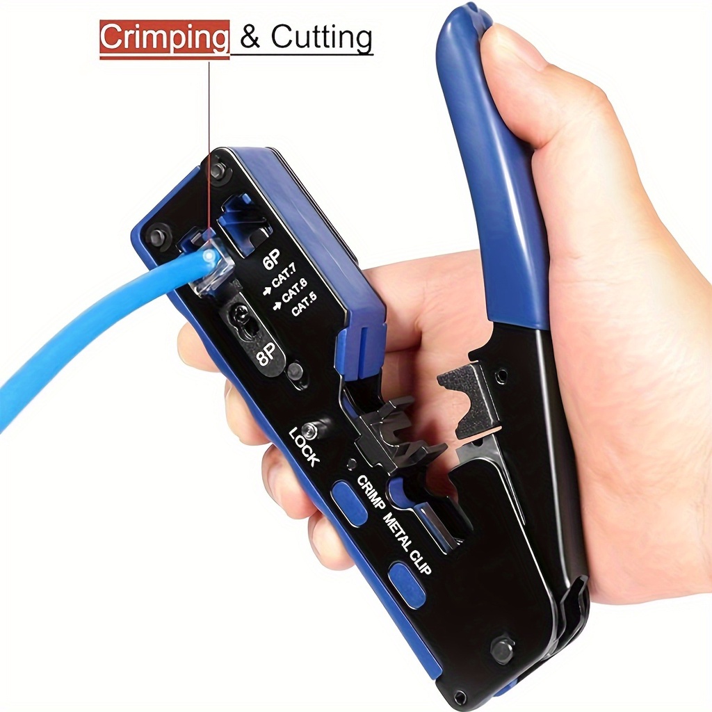 Jual Pass Through RJ45 Crimp Tool Kit All-in-One Ethernet Crimper Cat7 ...