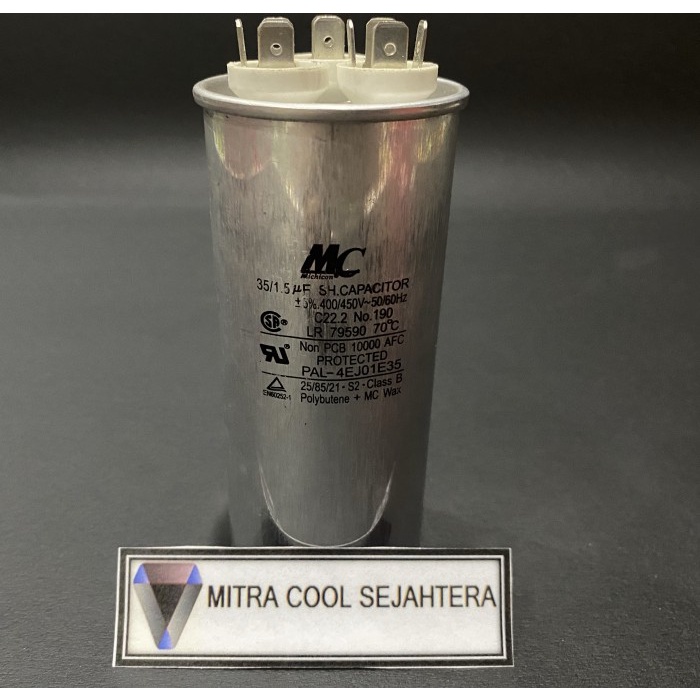 Jual KAPASITOR AC / CAPACITOR AC LG 3 KAKI 35/1,5 UF (MERK MC) 35/1,5 MIKRO | Shopee Indonesia
