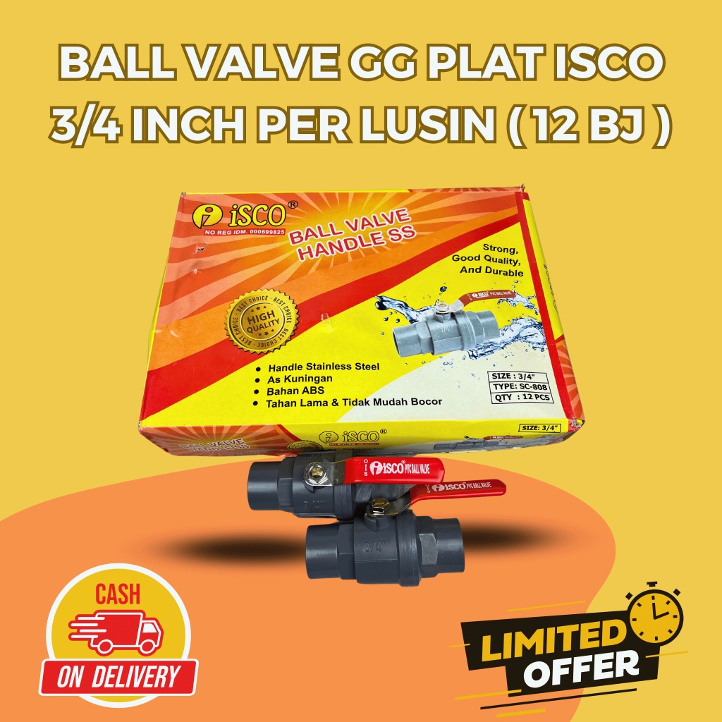 Jual PER LUSIN 12 BJ Ball Valve GG Stainless 3/4 Inch Plat / Stop Kran ...
