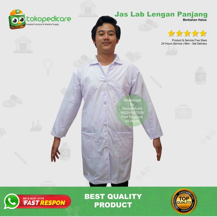 Jual Ready Jas Laboratorium Lengan Panjang Baju Seragam Lab Ukuran ( S ...