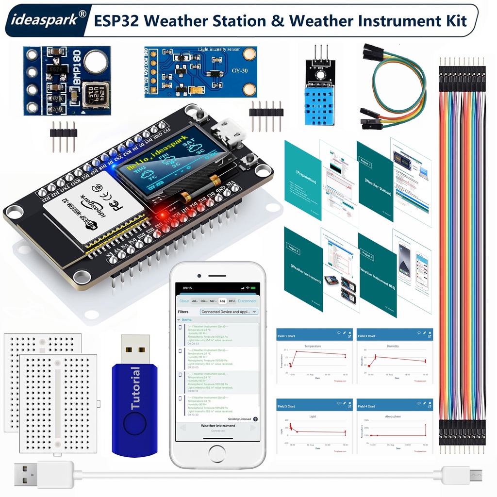 Jual Esp32 Weather Station Weather Instrument Kit Wifi+Bt Integrated 0. ...