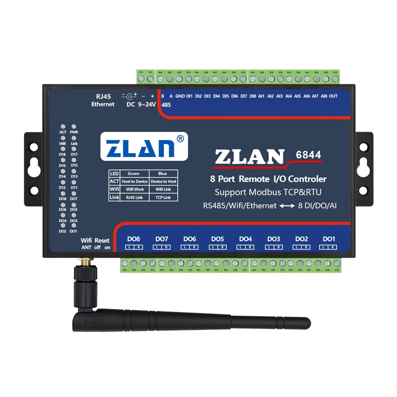 Jual NEW Zlan6844 Rs485 Wifi Ethernet Rj45 8channel Di Ai Do Rs485 Modbus I/o Module Rtu Data ...