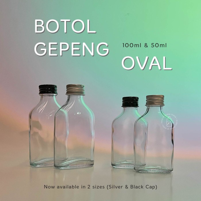 Jual Botol kaca gepeng oval flat oval glass bottle - botol juice kopi ...