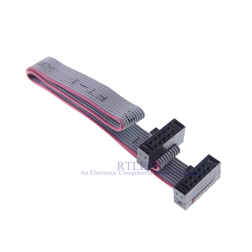 Jual 10 Pcs 10 Pin 1.27 Mm Pitch 2X5 Position Idc Socket Extension Flat Ribbon Cable Isp Jtag ...