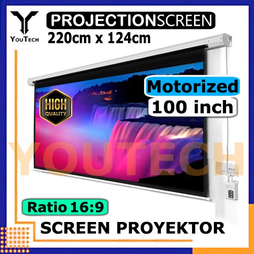 Jual Layar Proyektor Motorized 100 inch Ratio 16:9 - Screen Projector ...