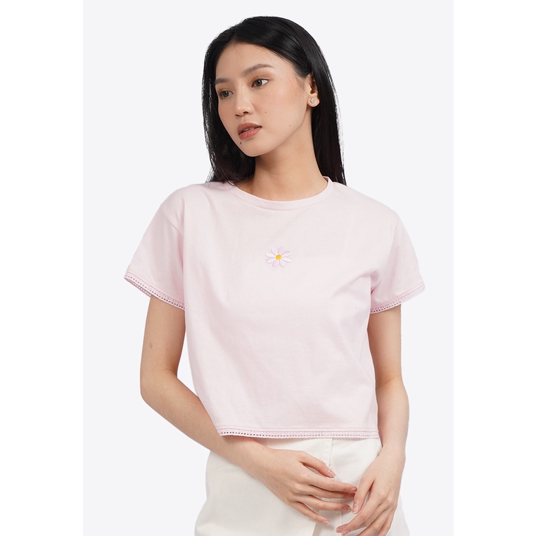 Jual COLORBOX Lace Trim Short Sleeve Graphic T-Shirt Lt. Pink | Shopee ...