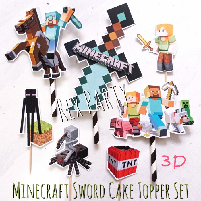 Jual Mntb" Minecraft Sword 3D Cake Topper/Cake Topper Minecraft Sword ...