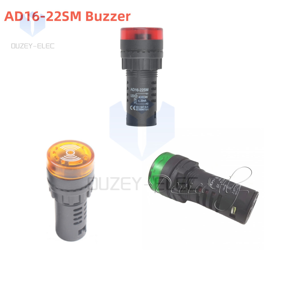 Jual AD16-22SM Buzzer 22mm Panel Diameter AC 12V 24V 110V 220V Flash ...