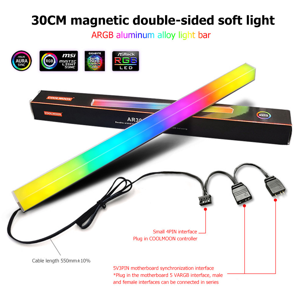 Jual 30cm RGB LED Strip 5V 3Pin ARGB Computer Case Light Bar Aluminum ...