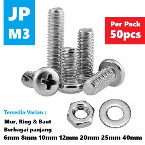 Jual PREMIUM Baut M3 JP Bulat Mur Ring Plat Kaki Spacer PCB Box Kotak Fan HeatSink | Shopee ...