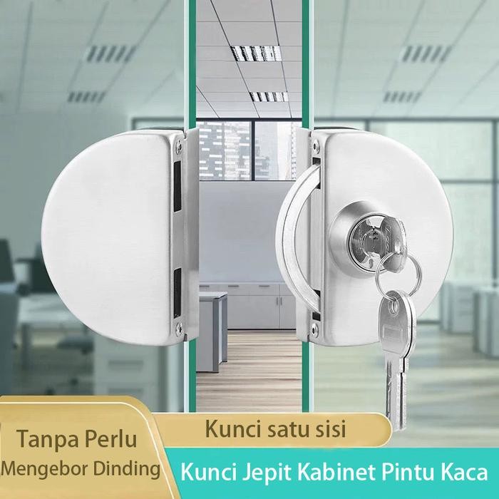 Jual Kunci Pintu Kaca Stainless Steel Pengunci Pintu Kaca Tanpa Bor Glass Door Lock Sliding Push ...