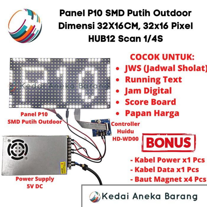Jual New Panel Module Modul LED P10 Running Text SMD White Putih ...