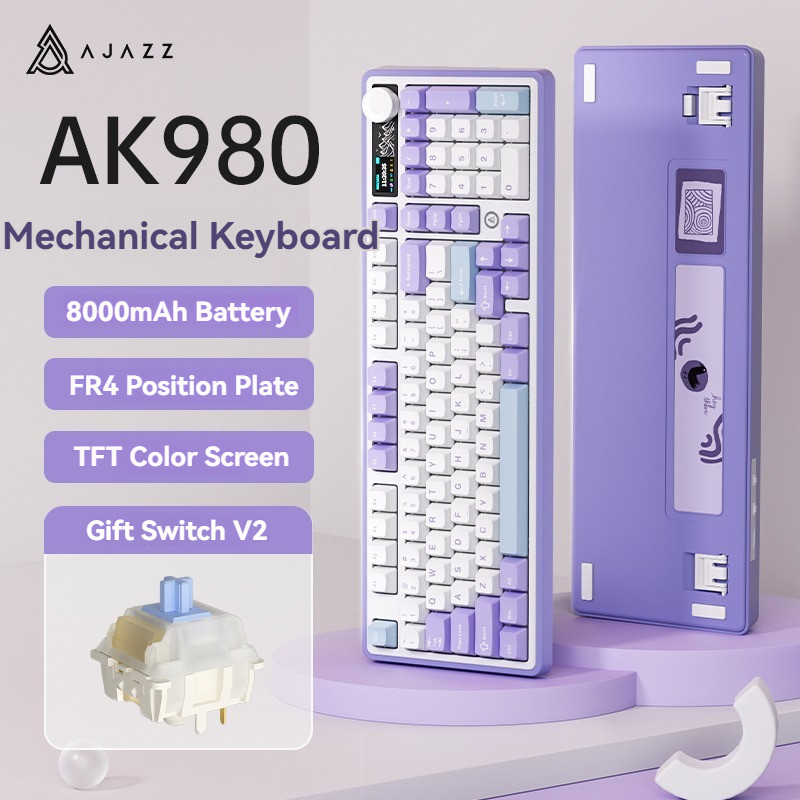 Jual Ajazz Ak980 Gaming Mechanical Keyboard With Color Screen 98 Keys ...