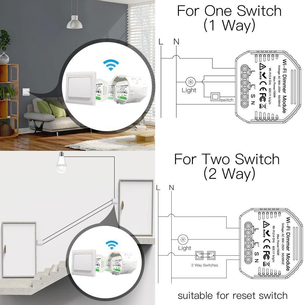 Jual 1 Gang DIY Mini LED WiFi Dimmer Module Tuya 1 Way Smart Light ...