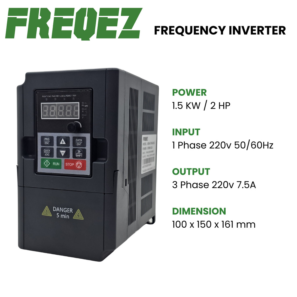 Jual INVERTER VFD 1.5KW / 2HP Input 1phase 220V Output 3phase 220V Variable Frequency Drive ...