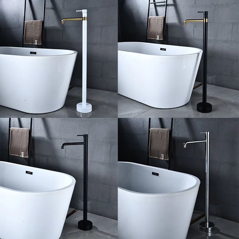 Jual Bathroom floor stand tap floor stand basin faucet black gold hot ...