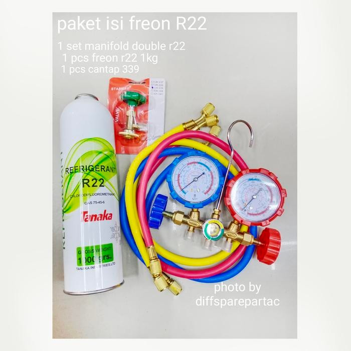 Jual Paket Isi Freon R22 Lengkap Manifold Gauge Double | Shopee Indonesia