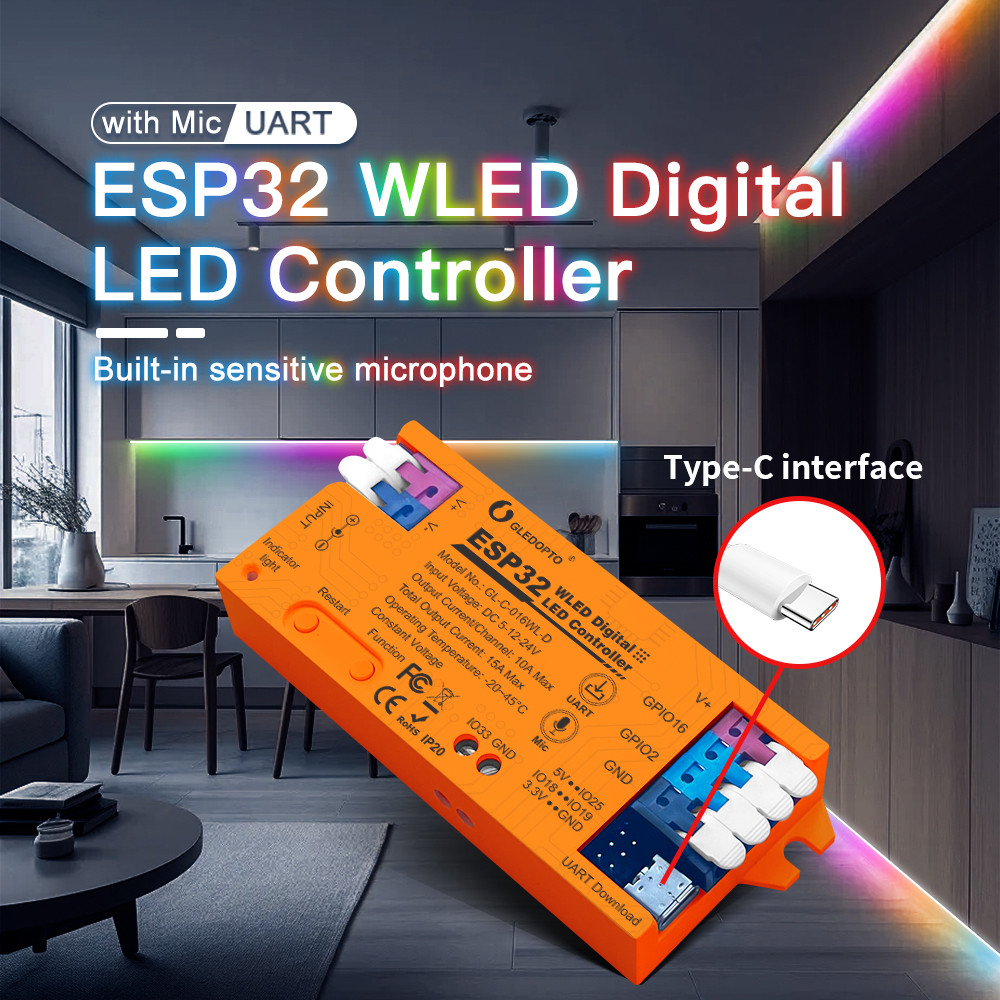 Jual NEW GLEDOPTO ESP32 WLED LED Digital Controller 5-24V for ...
