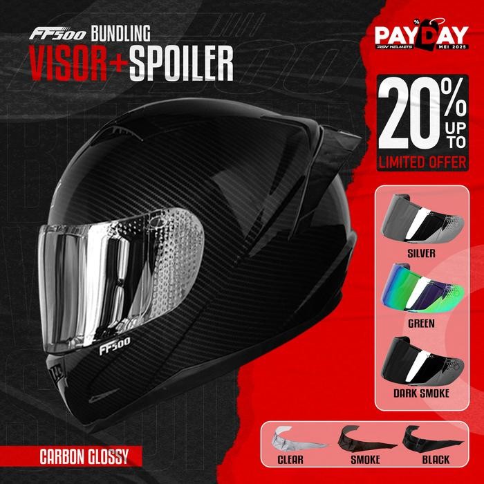 Jual PREMIUM HELM RSV FF500 CARBON GLOSSY PAKET GANTENG - Full Face ...