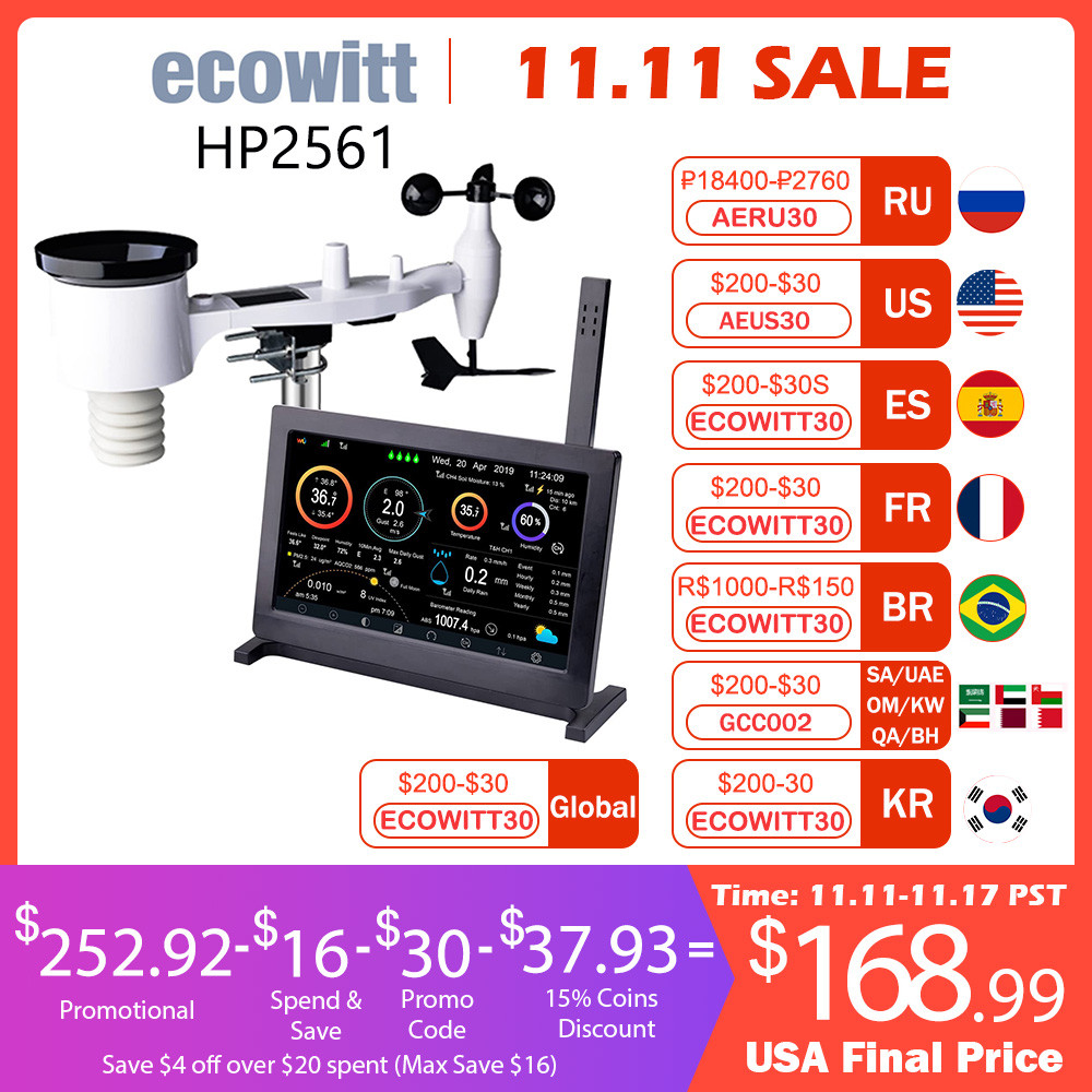 Jual Ecowitt HP2561 Stasiun Cuaca Wi-Fi Dalam Ruangan Luar Ruangan ...