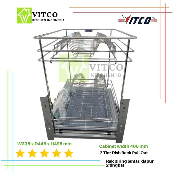 Jual PREMIUM VITCO 2 Tier Dish Rack Pull Out / Rak Piring Lemari Dapur ...