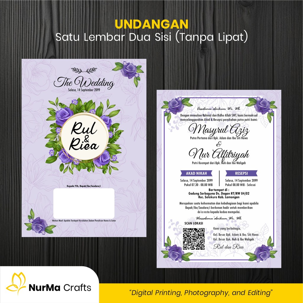 Jual Undangan Murah Simpel Minimalis Elegan (1 Lembar 2 Sisi) Kertas BC Kertas Jasmine | Shopee ...