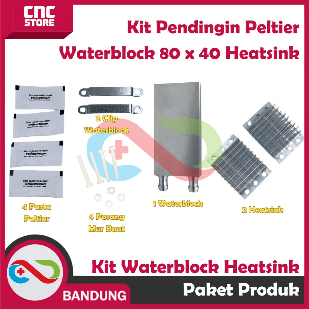 Jual KIT PENDINGIN PELTIER WATER BLOCK 80X40 LENGKAP DENGAN HEATSINK ...