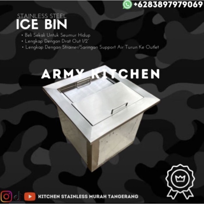 Jual 15 unit ice bin stainless 40x40x40 icebox tempat es batu | Shopee ...