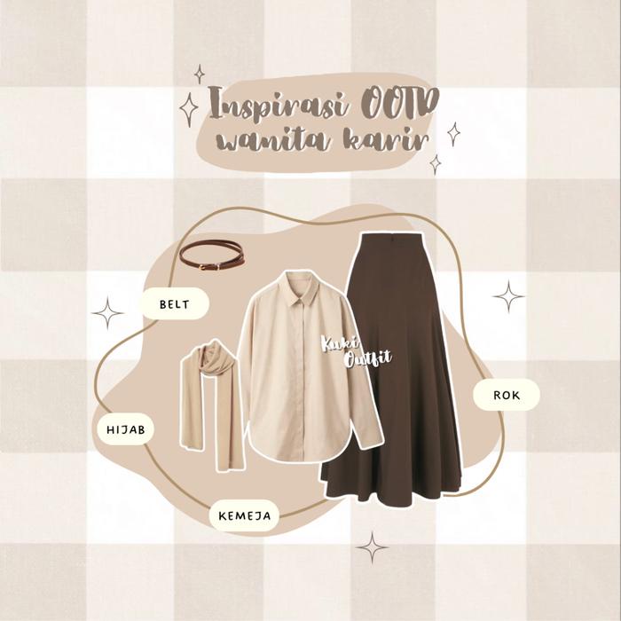 Jual BEST SELLER 1 Set Outfit Lebaran 2025 ( Rok Kemeja Pashmina Belt ...