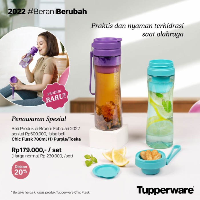 Jual botol Tupperware// chic flask 700ml | Shopee Indonesia