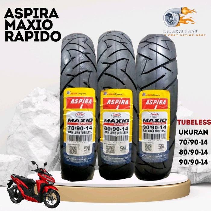 Jual Ban Motor Aspira Maxio Rapido Ring 14 Tubeless 70/90 80/90 90/90 Untuk Beat Vario Mio ...
