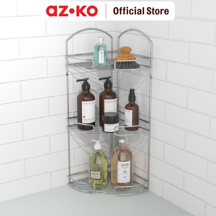 Jual AZKO STORA RAK SUDUT KAMAR MANDI 3 TINGKAT STAINLESS - SILVER ...