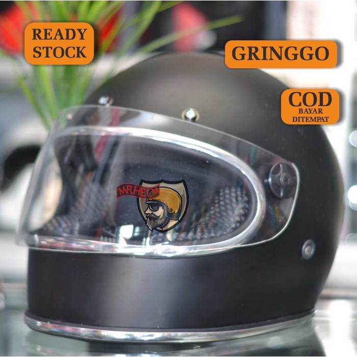 Jual Helm Custom Gringgo Matte Black List Chrome With Visor ( Mr Helm ...